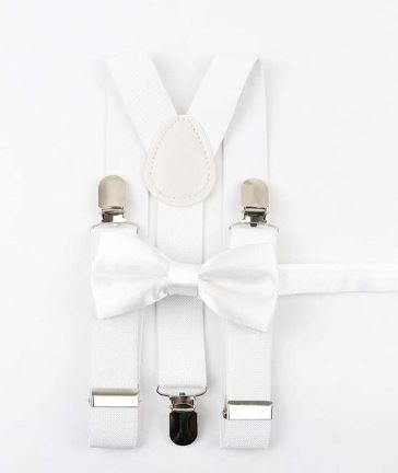 Kid’s White Suspender and Bow Tie Set | Knotted Ties